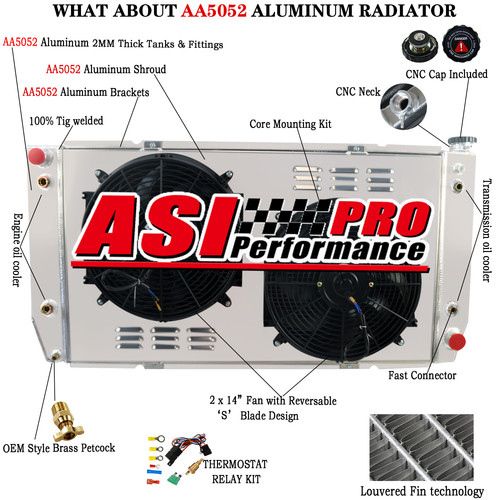 3 Rows Radiator Shroud Fan fit 1994-00,96 Chevy&GMC C/K 1500 2500 3500 ...