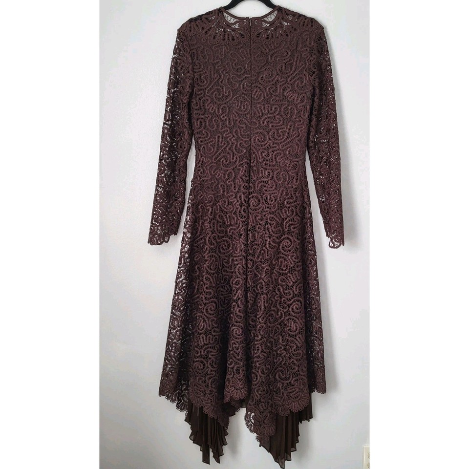 $895 Jonathan Simkhai Brown Corrie Guipure Handkerchief Lace Maxi Dress ...
