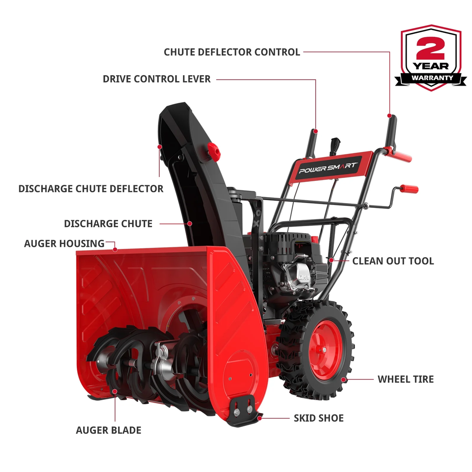 24" Self-Propelled Gas Snow Blower with Electric Start & LED Light | eBay