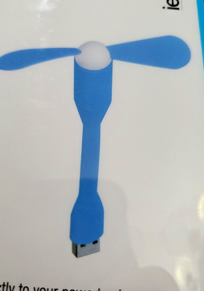 USB FAN (Blue) - plug into power bank or any USB port-NIB New in Box ...