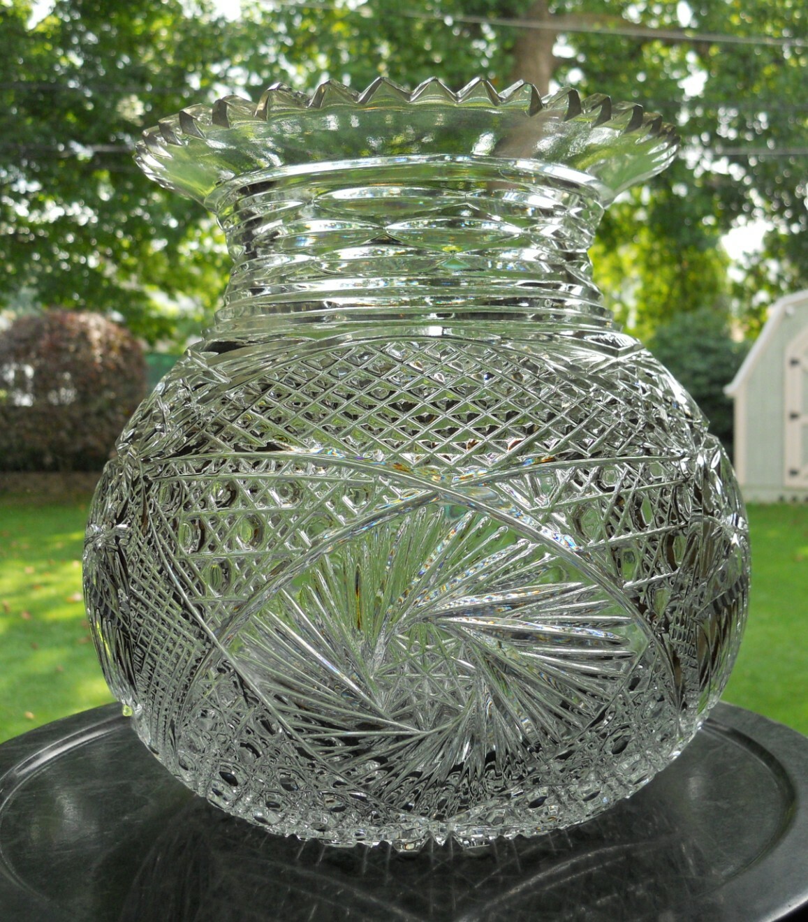 Vintage Cut Glass Flower Center Vase Cut Glass Signed | eBay