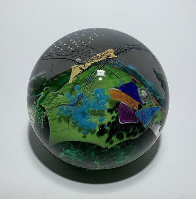 STUDIO ART GLASS PAPERWEIGHT ANTHONY STERN SIGNED MID CENTURY MODERN ...