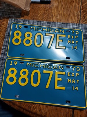 1970 MATCHING SET of MICHIGAN PLATES | eBay