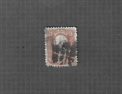 US Stamp, Sc#94, Used, VF, 1867, 3c Red Washington, Double FANCY CROSS ...