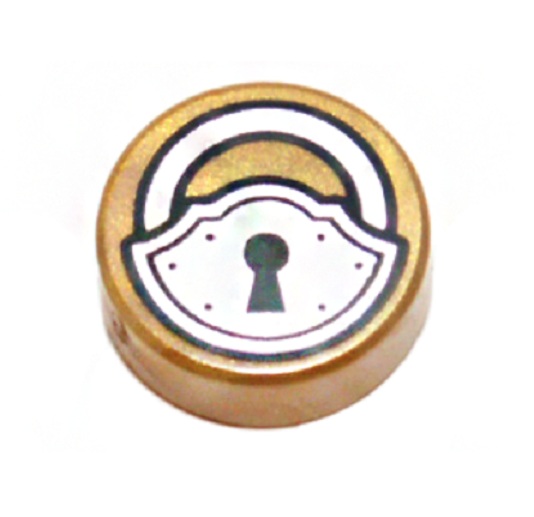 LEGO PADLOCK TILE ~ Pearl Gold Round 1x1 Tile with Printed Lock Pattern ...