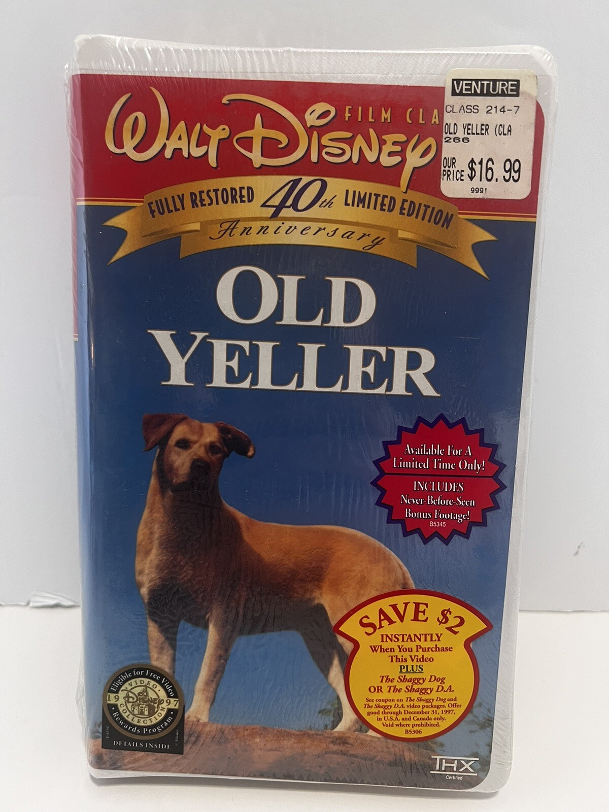 Old Yeller 1957 (VHS, 1997) Disney- 40th Anniversary Limited Edition ...