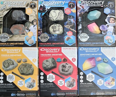 NEW Set of 3 Discovery Mindblown, Fossils, Treasures & Gemstones ...