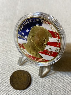 Donald Trump Challenge Coin New In Capsule. USA Flag Design Gold Color ...