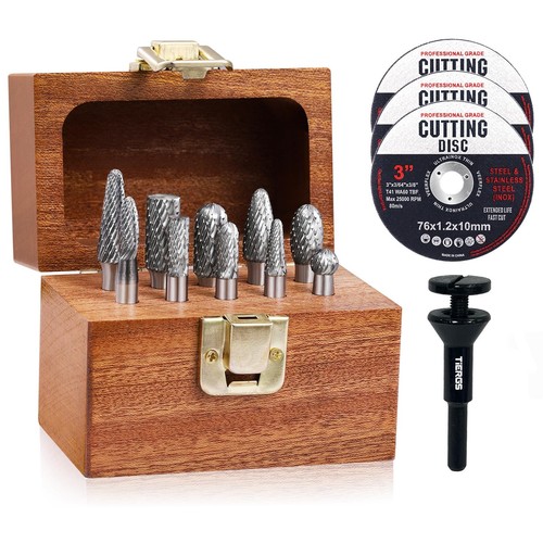 Tungsten Carbide Burr Set 1/4" Shank 10Pcs Die Grinder Bits Rotary ...