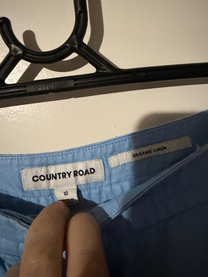 Womens COUNTRY ROAD 100% Organic Linen Blue Wide Leg Pants - Size 10 ...