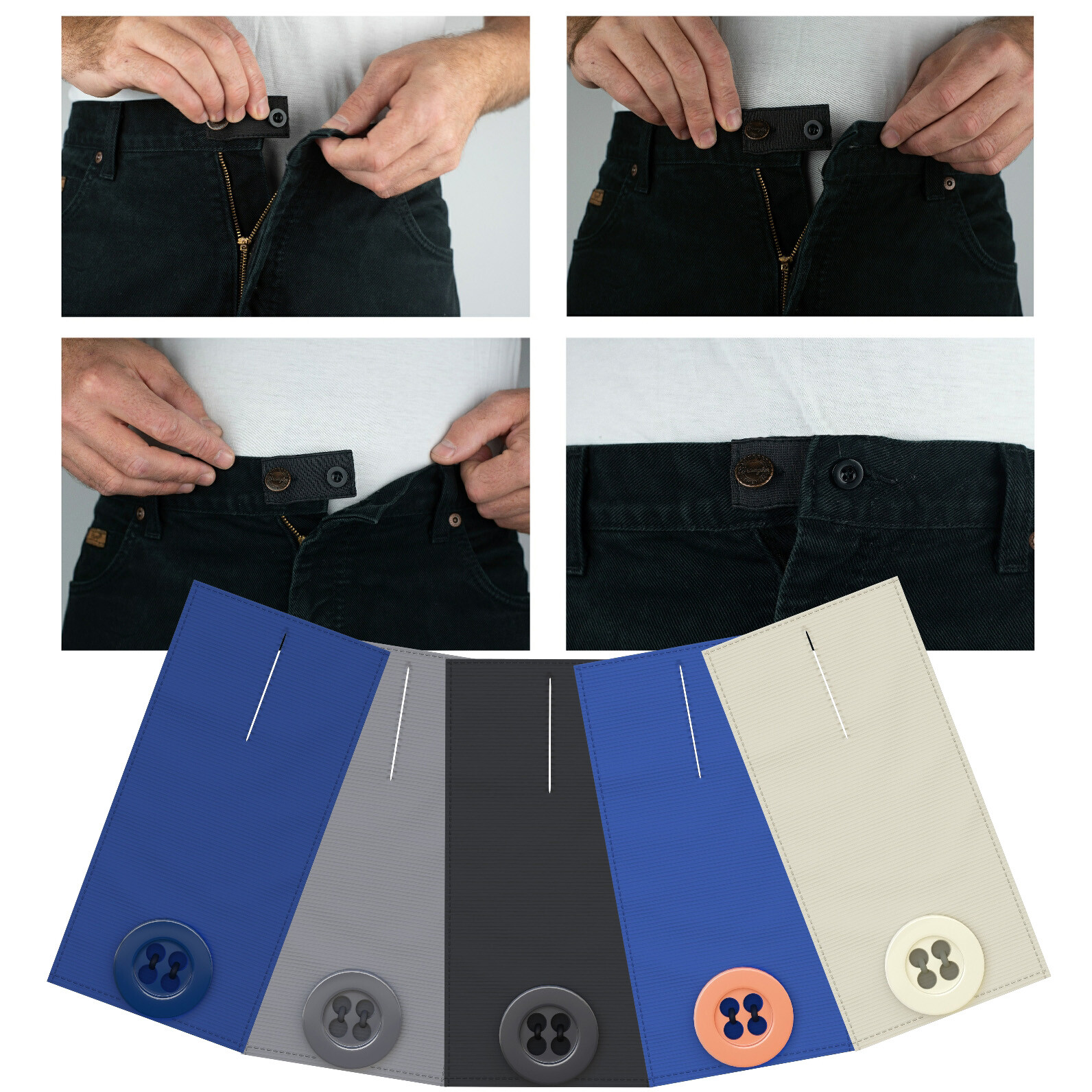 Waist Band Extender Button x3 Jeans Trouser Elastic Expander Maternity ...