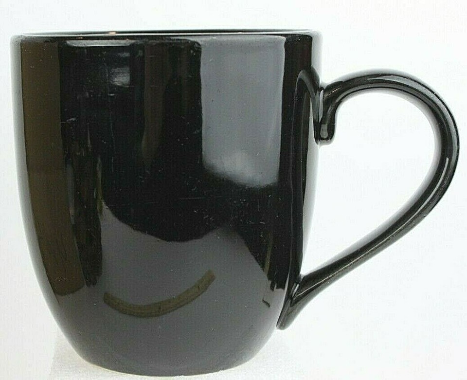 Vintage Solid Black Ceramic Earthenware Coffee Mug 16 Oz. No Pattern ...