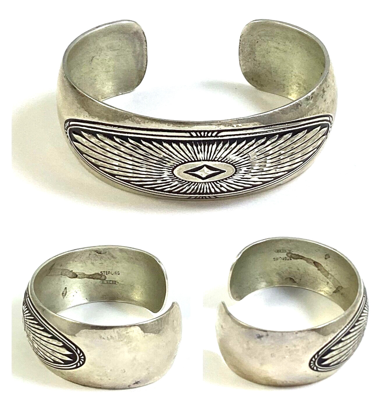 Navajo B. Webb Sterling Silver Bracelet - Gem