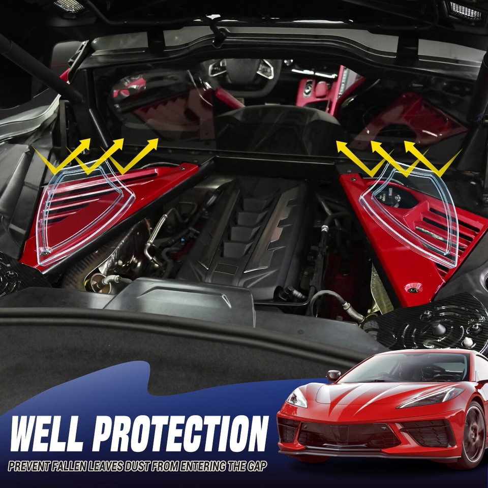 2pcs Red Engine Bay Panel Cover For Corvette C8 Stingray Z06 Z51 Coupe ...