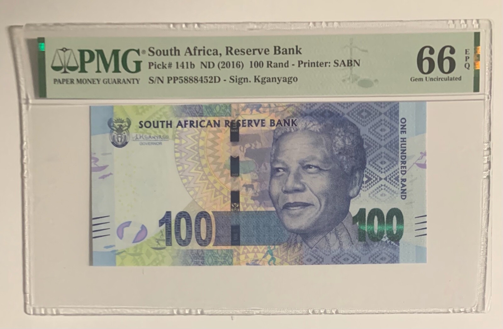 SOUTH AFRICA - P 141b - 100 RAND - 2016 - PMG GEM UNC 66 EPQ - MANDELA ...
