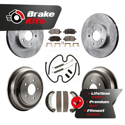 Front Rear Disc Brake Rotors Semi-Metallic Pads And Drum Kit (7Pc) For ...