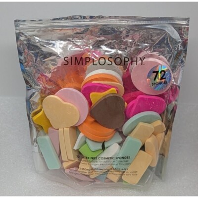 Simplosophy Latex Free Cosmetic Sponges 72-Pack Asst Shapes Full Face ...