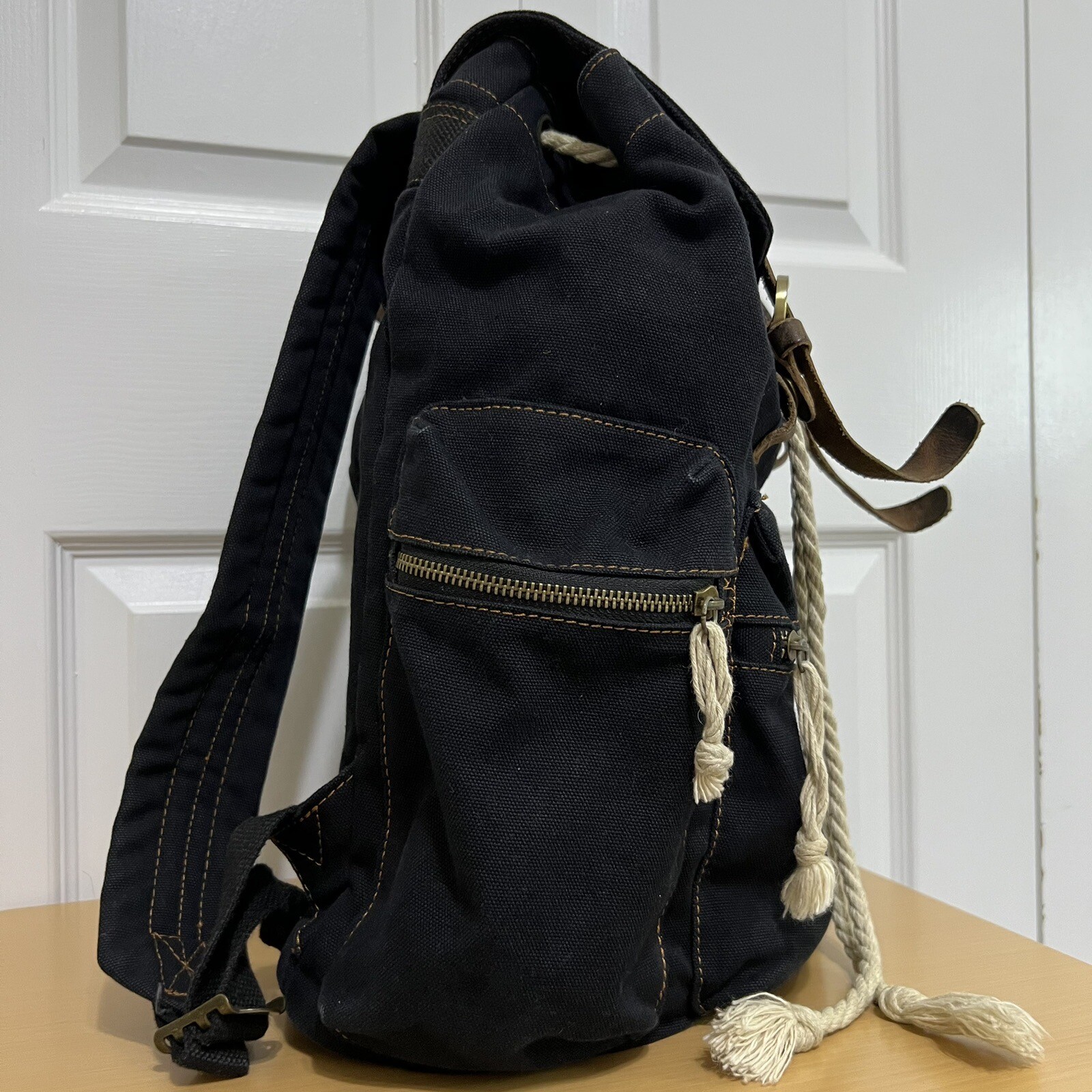 Aukmont Black Canvas Backpack | eBay