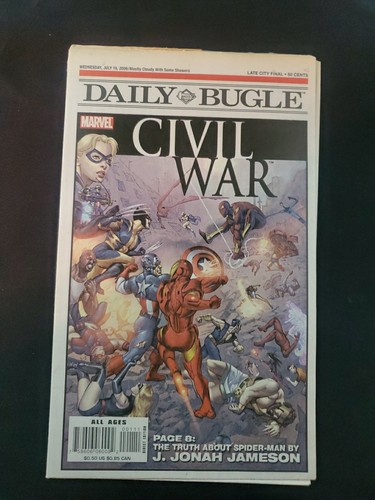 Marvel Daily Bugle Civil War July 19th 2006 Peter Parker Fired Rare VF ...