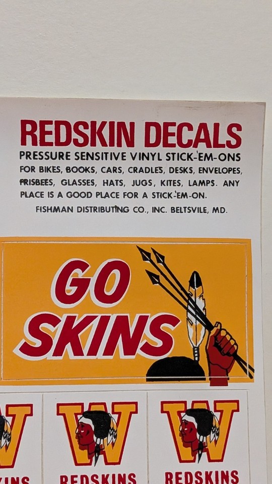 VINTAGE Washington Redskins Football Sticker Decal Original 3 sheets ...