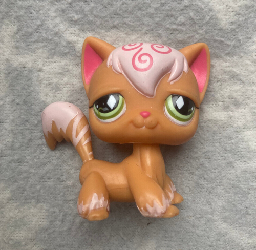 Littlest Pet Shop LPS #511 orange white angora cat red pink swirls ...
