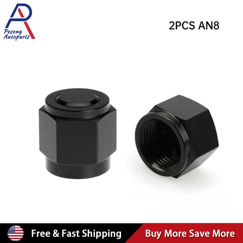 2PCS 8AN Female Flare Cap Block off Fitting Plug Nut Adapter Black ...