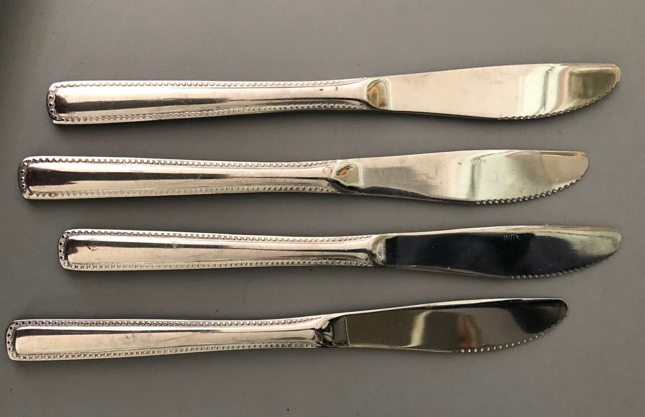 Vintage Inox Butter Knife Small Dinner Knife serrated set of 4 beaded ...