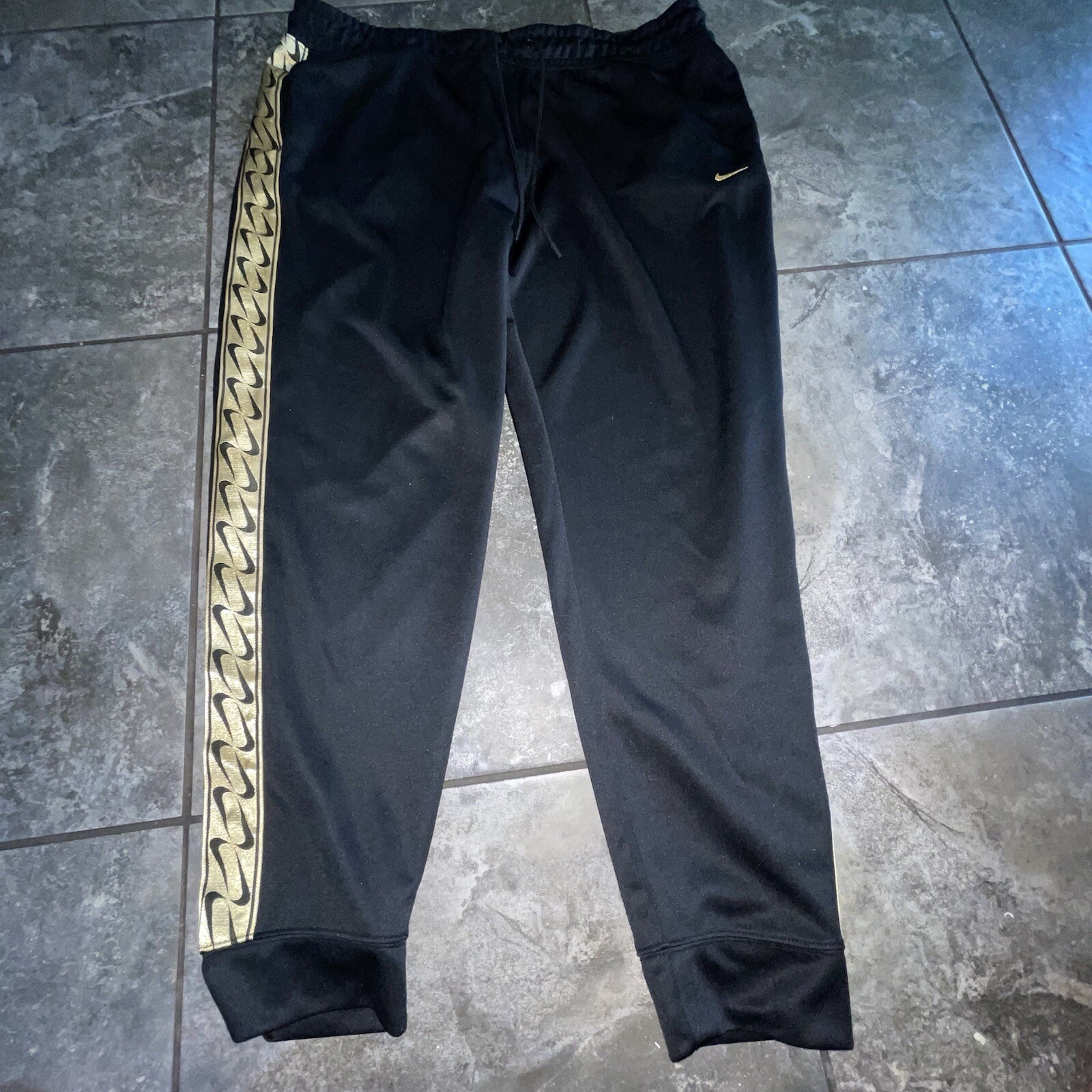 NIKE Sportswear GOLD Stripe Swoosh Logo Jogger Pants … - Gem