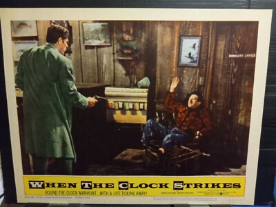 Lobby Card 1961 WHEN THE CLOCK STRIKES James Brown guns hidden loot noir crime | eBay