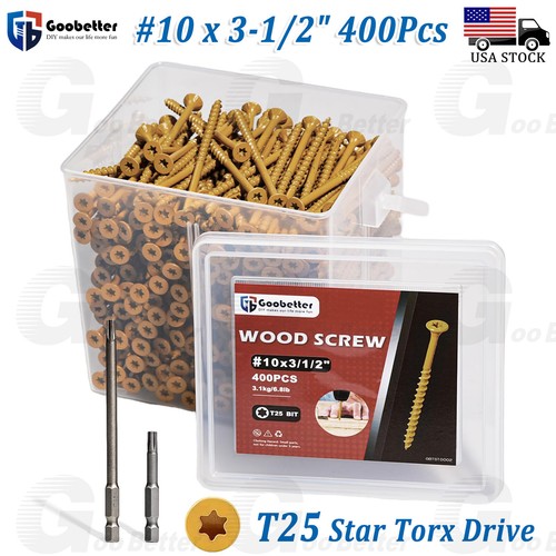 #10 x 3-1/2" Deck Screws T25 Torx Drive Self Tapping Wood Decking ...