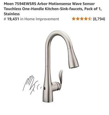 Moen 7594EWSRS Arbor Motionsense Wave Sensor Touchless Kitchen Faucet ...