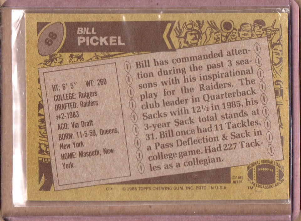 1986 TOPPS BILL PICKEL #68 (NM-NM/MT )** | eBay