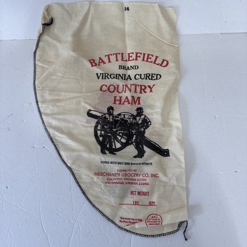 Battlefield Brand Virginia Cured Country Ham Muslin Sack Bag VTG Unused ...