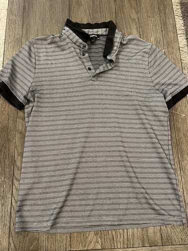 Express Polo Shirt Mens M Gray Black Soft Stretch Casual Summer ...