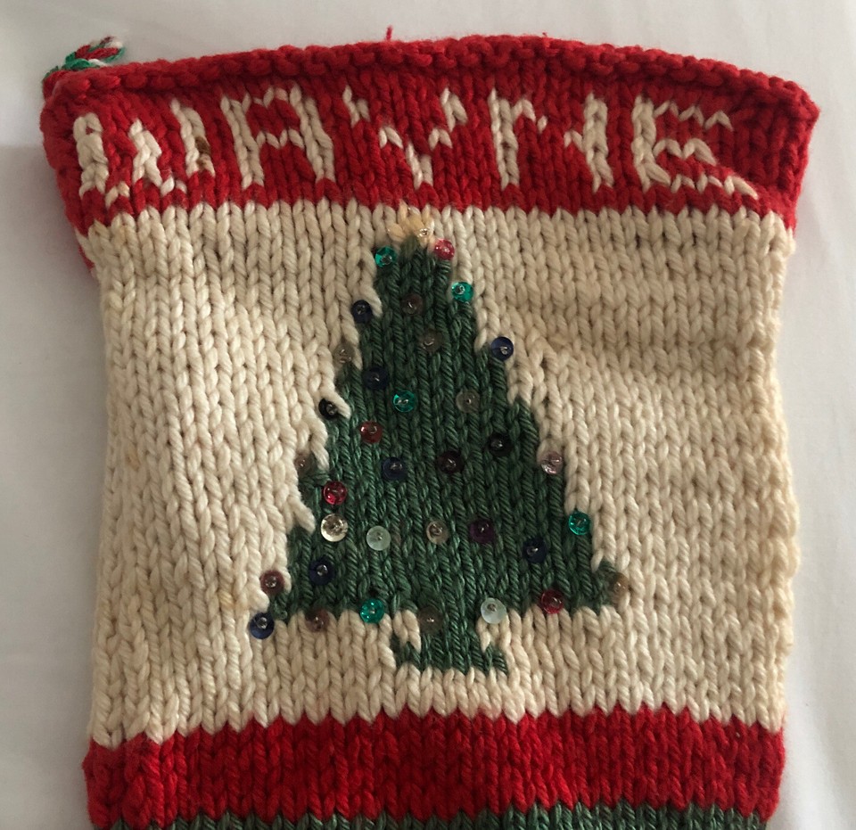 Hand-knit by Gramma Christmas Stocking WAYNE Personalized 25” long ...