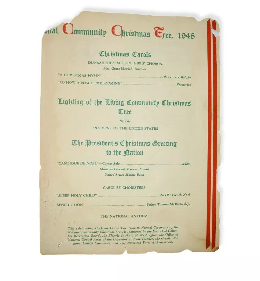 1948 Harry S. Truman White House The Lighting National Christmas Tree ...