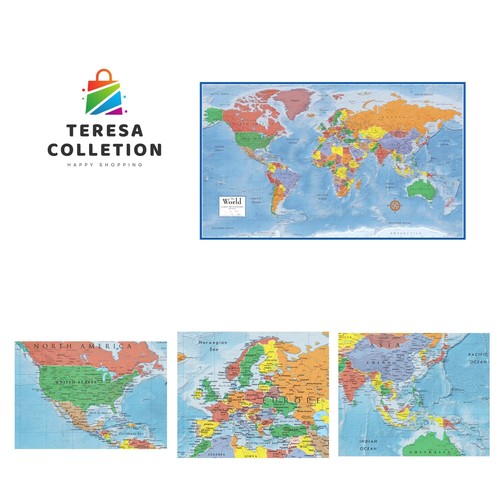 48x78 World Classic Premier Wall Map Mega Poster Laminated | eBay