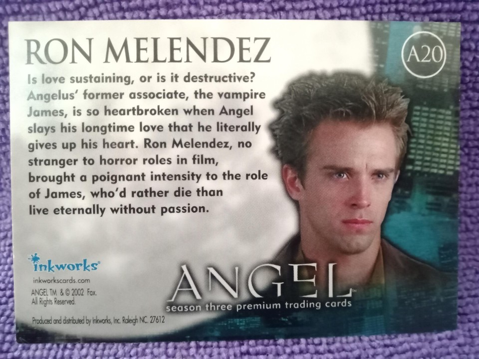 Angel Season 3 A20 Ron Melendez as James Auto Card Inkworks BTVS | eBay