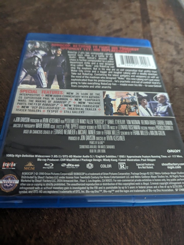 ROBOCOP 2 (1990) Blu Ray - Collector's Edition - SCREAM Factory 2k ...