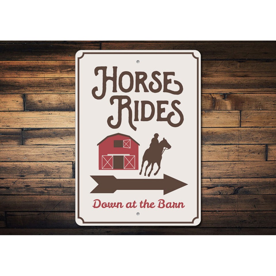 Horse Rides Sign, Horse Barn Decor, Horse Barn Aluminum Metal Decor ...