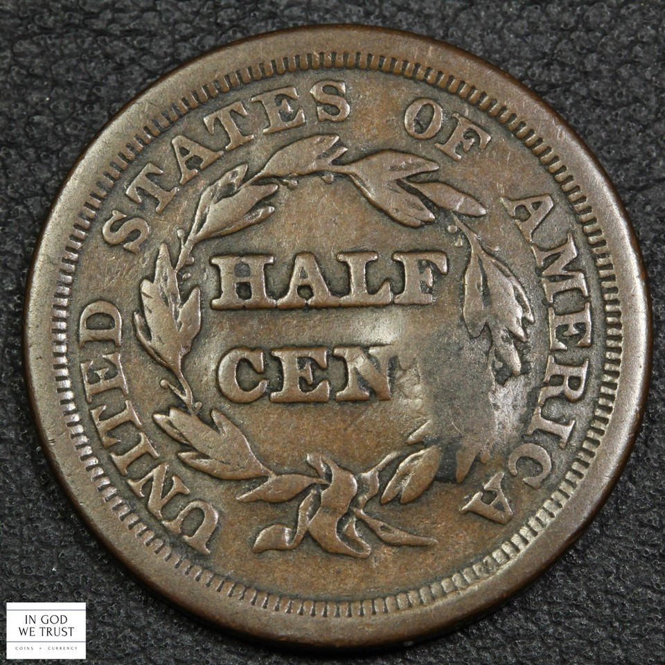 1856 Braided Hair Copper Half Cent 1/2C - Damage | eBay