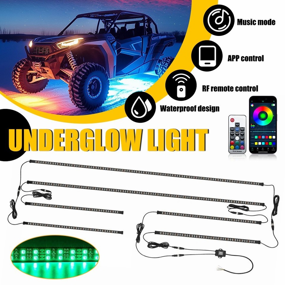 6PCS Motorcycle RGB LED Strip Dream Light Underglow Neon Kit APP Remote ...