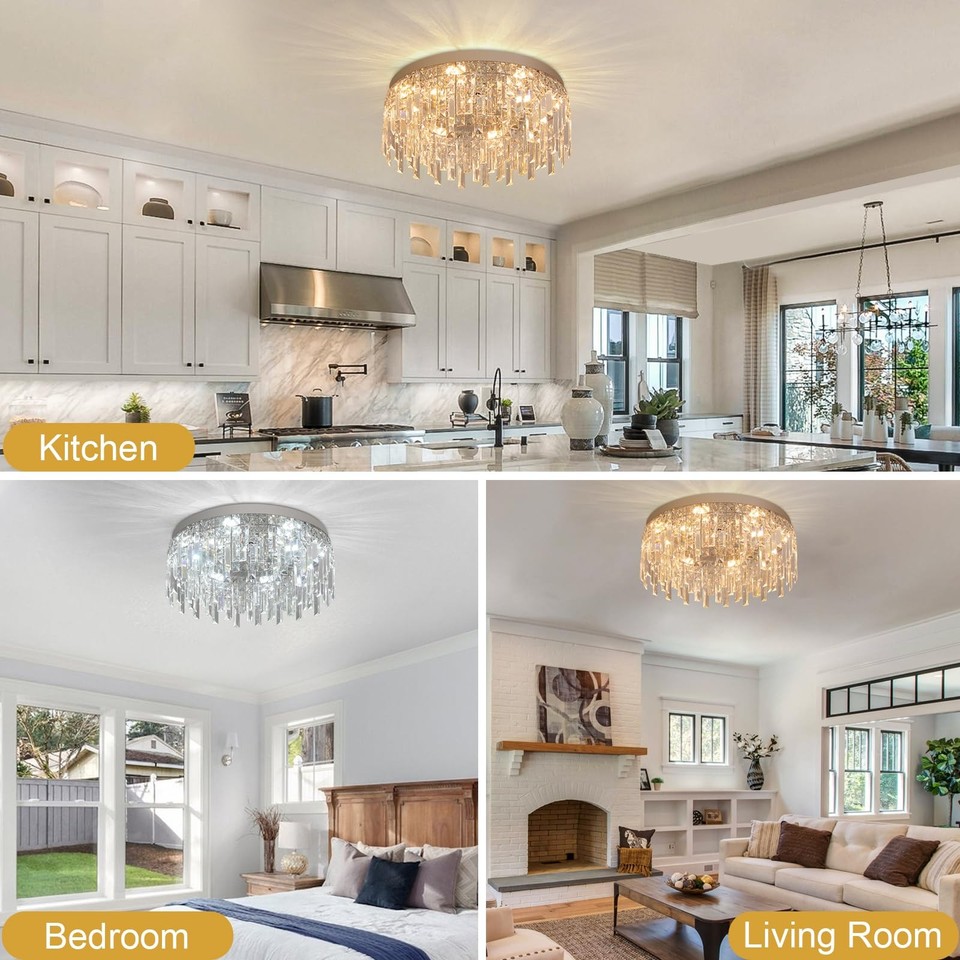 Modern Chandelier for Living Room 19.68 Inch Round Luxury Flush Mount ...