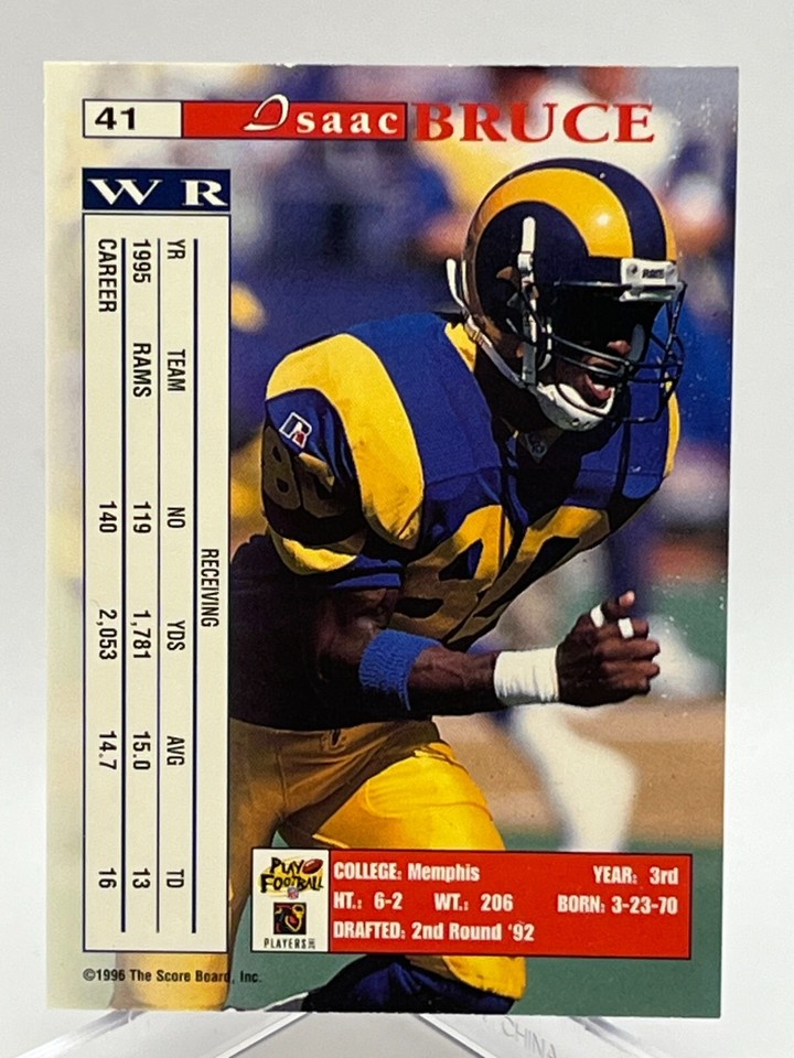 1996 Pro Line II Intense The Score Board Card #41 Isaac Bruce St. Louis ...
