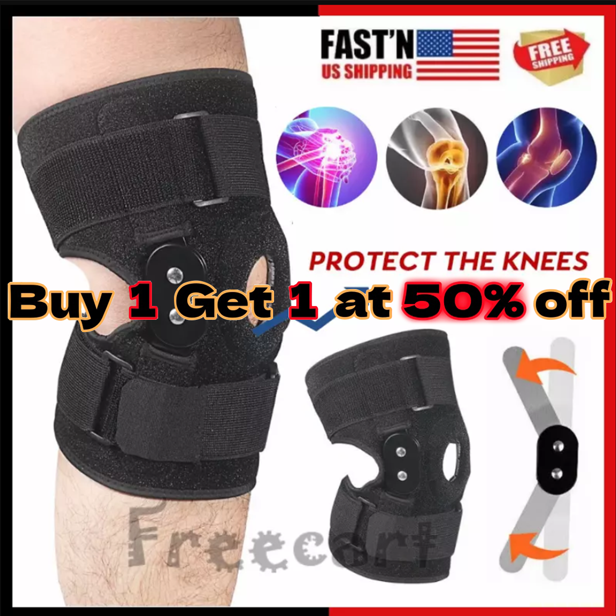 Knee Brace Hinged Compression Sleeve Joint Support Open Patella ...