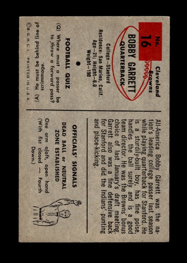 1954 Bowman Set-Break # 16 Bobby Garrett VG-VGEX *GMCARDS* | eBay