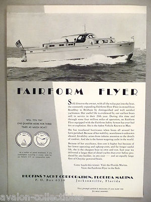Huckins Yacht PRINT AD - 1948 ~ Fairform Flyer Boat | eBay