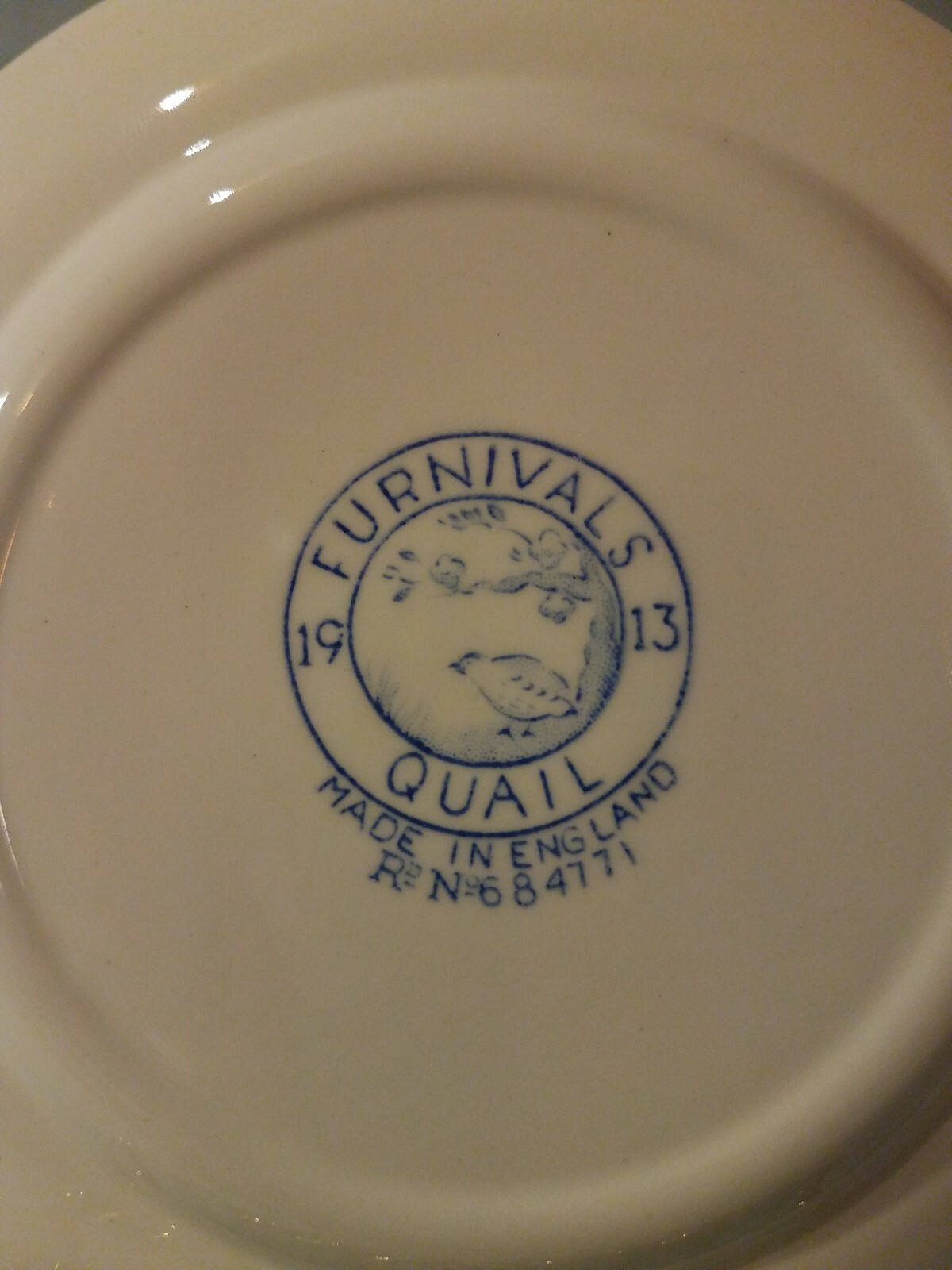 Vintage Furnivals England Blue QUAIL Bread & Butter Plates Round Stamp ...