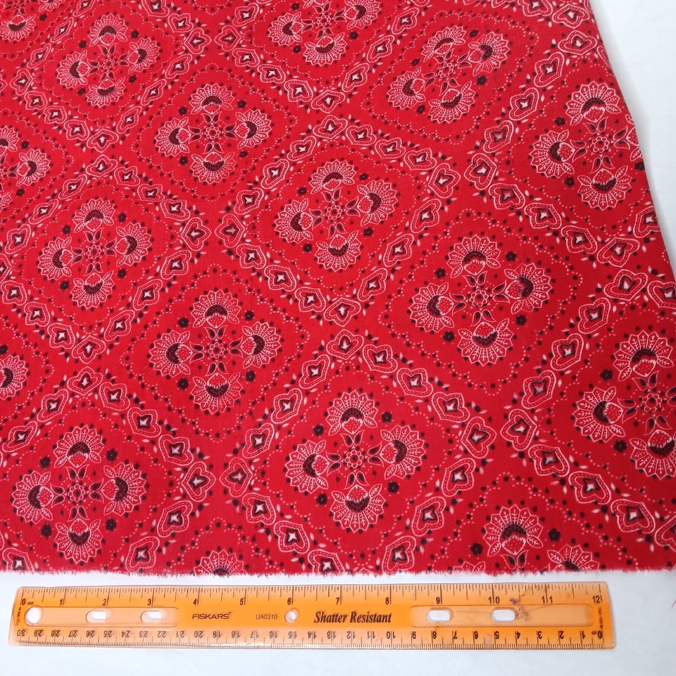 Red Bandana Fabric Cotton 7.3 Yards x 44" Washed Crafts Western Sewing ...