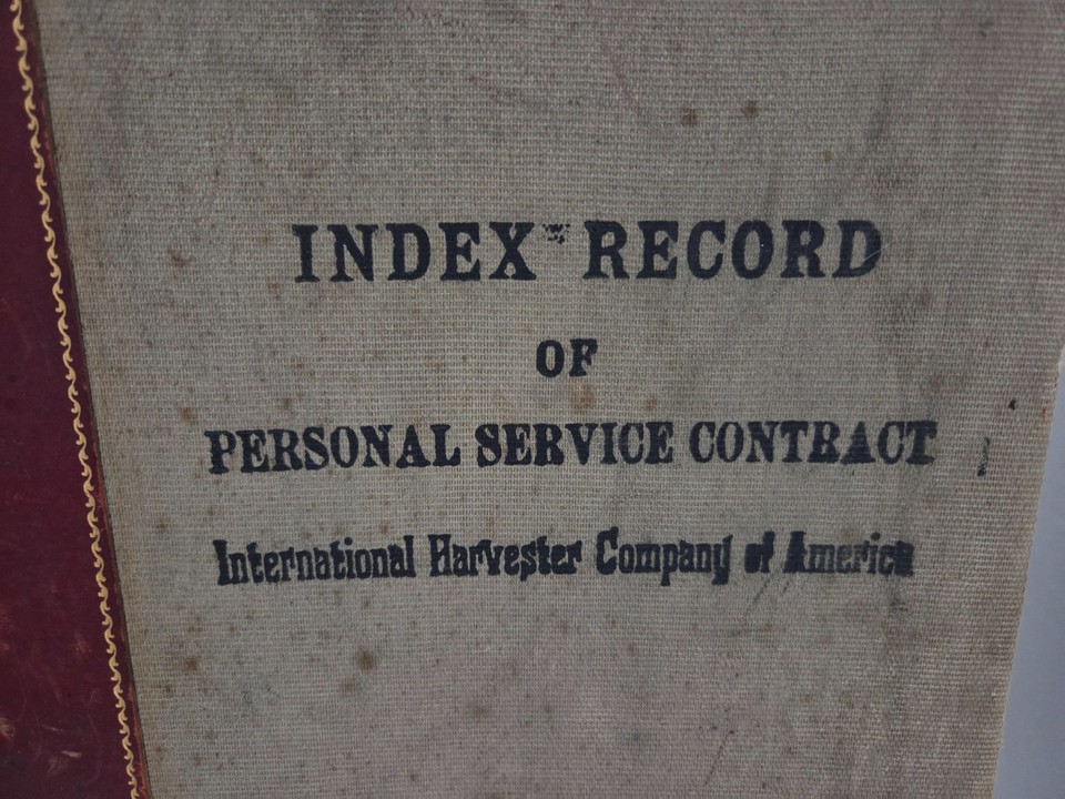 Very RARE IH Index Record of Personal Service Contract for the Year ...
